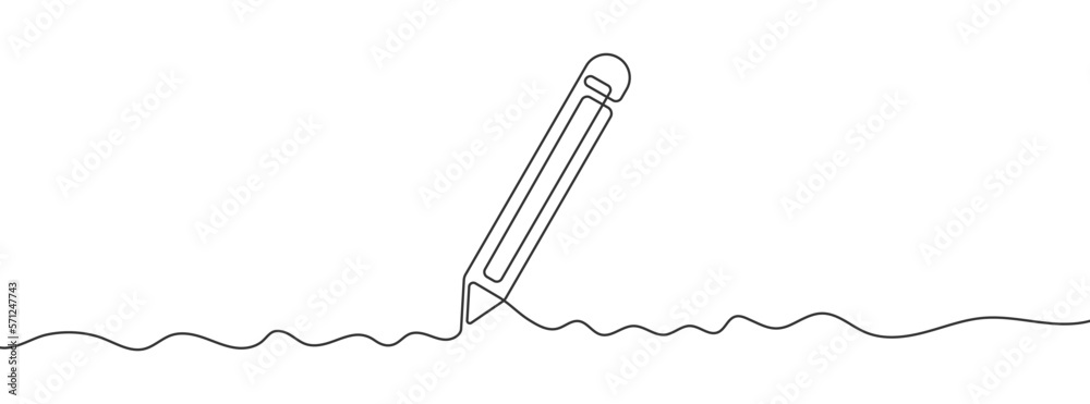 Continuous line drawing of pencil icon. Pencil linear icon. One line ...
