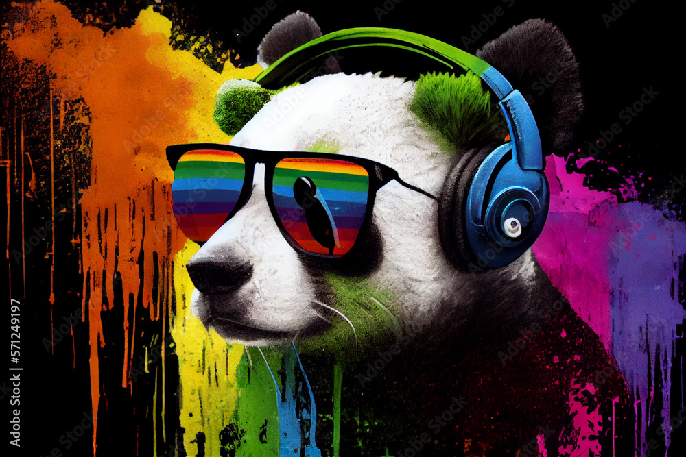 ภาพประกอบสต็อก Colorful Panda Bear Artwork - Modern and Cool Pop Art ...