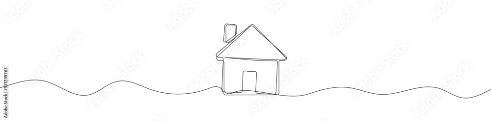 House one line background. One continuous line drawing of house icon ...