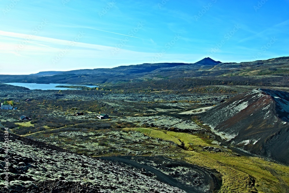 Iceland-view of the Grabrok Crater and its surroundings Stock Photo ...
