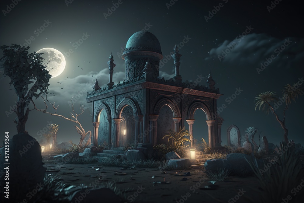 Moonlit graveyards: An old, abandoned cemetery, with headstones ...