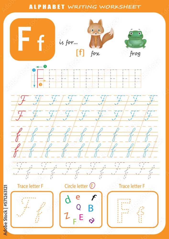 F letter handwriting practice worksheet. Alphabet letter tracing ...