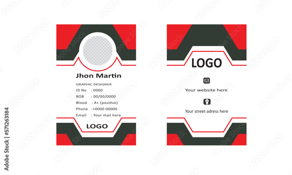 Modern Id Card With Red Black Background And Best Id Card On Adobe ...