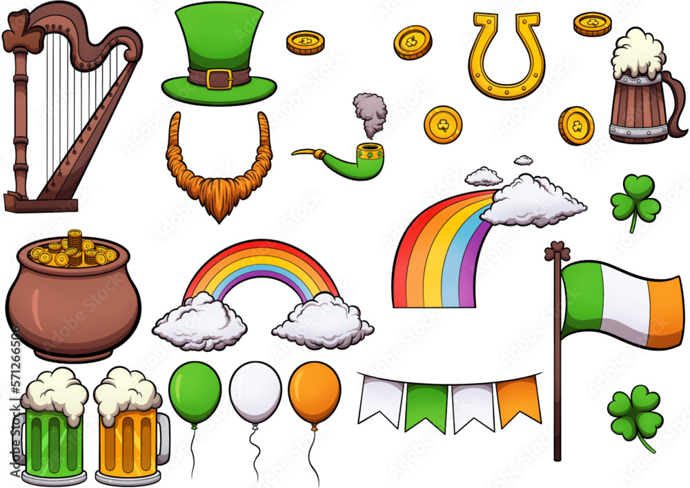 St Patrick’s Day elements. Vector clip art illustration with simple ...