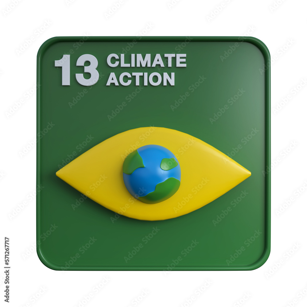 3D render of Sustainable Development Goals icon 13 Climate Action. SDG ...