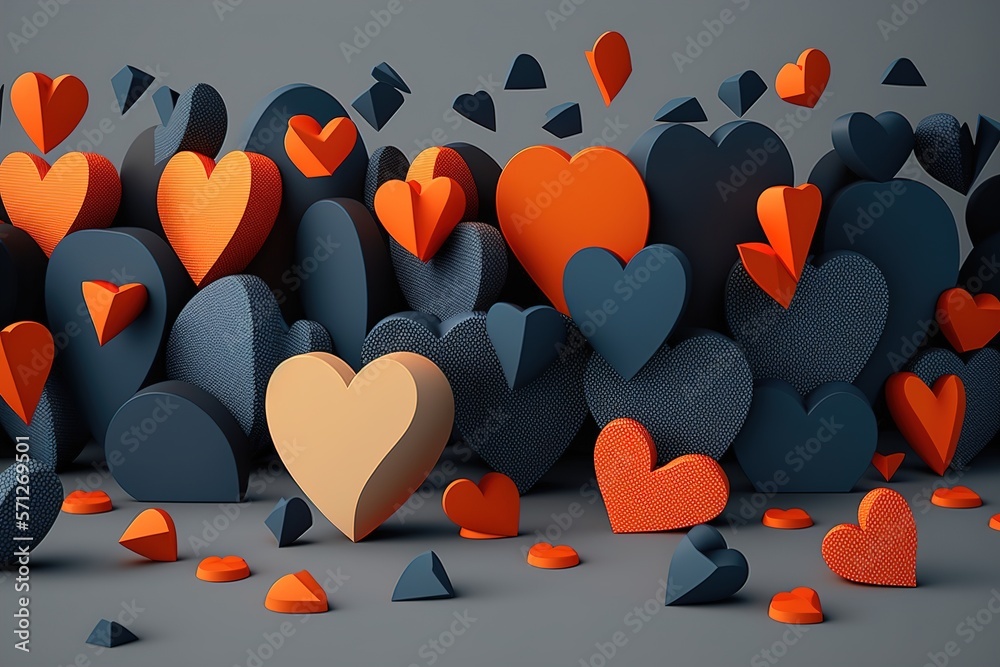 Heart Background, hearts of different shapes and colors for a greeting ...