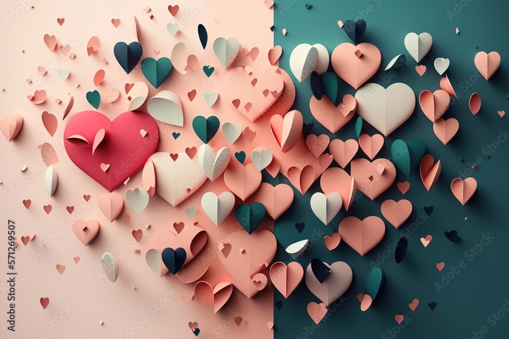 Heart Background, hearts of different shapes and colors for a greeting ...