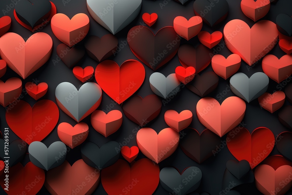 Heart Background, hearts of different shapes and colors for a greeting ...