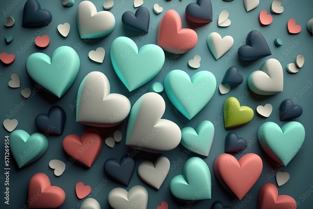 Heart Background, hearts of different shapes and colors for a greeting ...