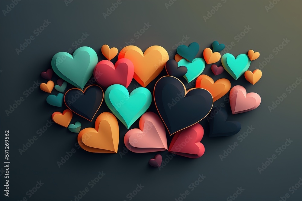 Heart Background, hearts of different shapes and colors for a greeting ...