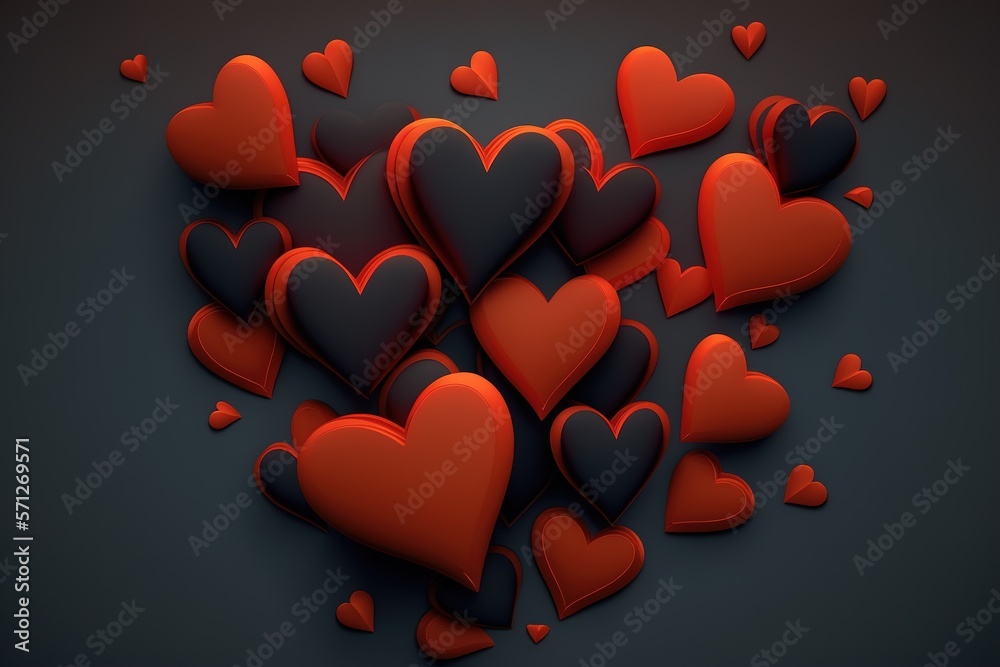 Heart Background, hearts of different shapes and colors for a greeting ...