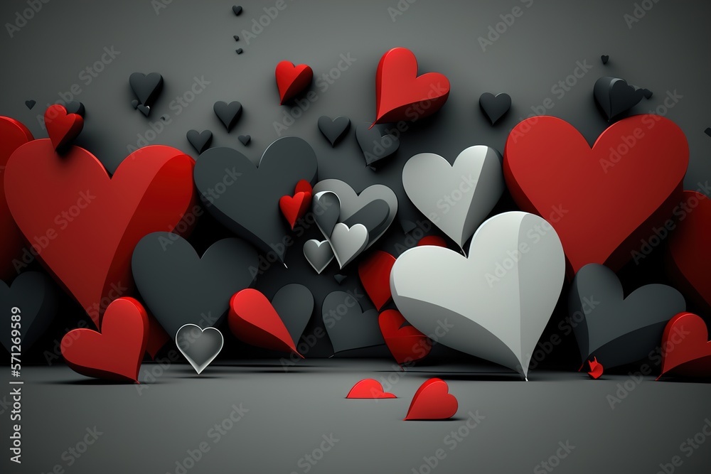 Heart Background, hearts of different shapes and colors for a greeting ...