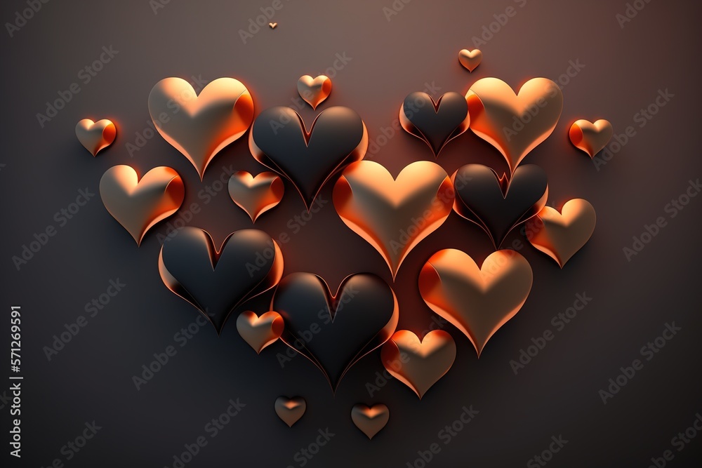 Heart Background, hearts of different shapes and colors for a greeting ...