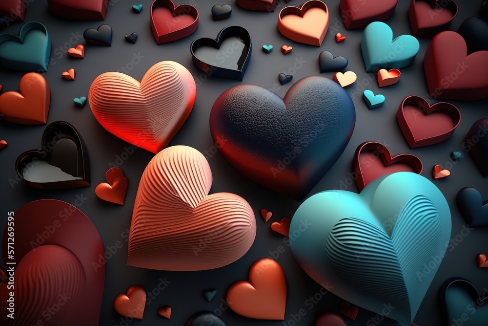 Heart Background, hearts of different shapes and colors for a greeting ...