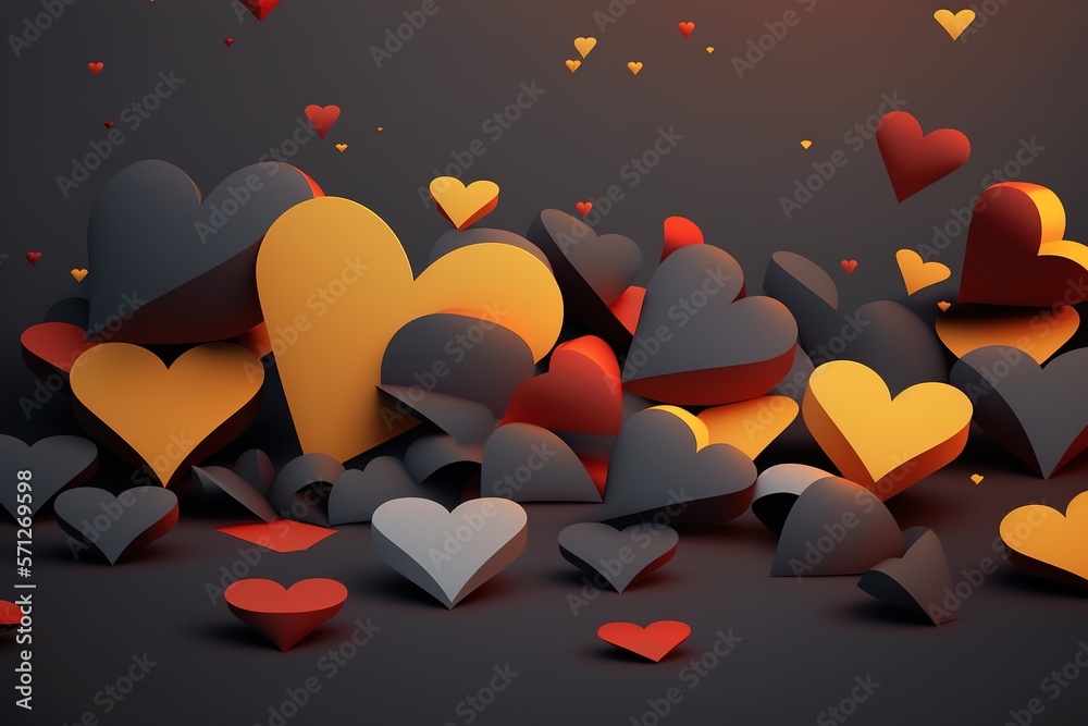 Heart Background, hearts of different shapes and colors for a greeting ...