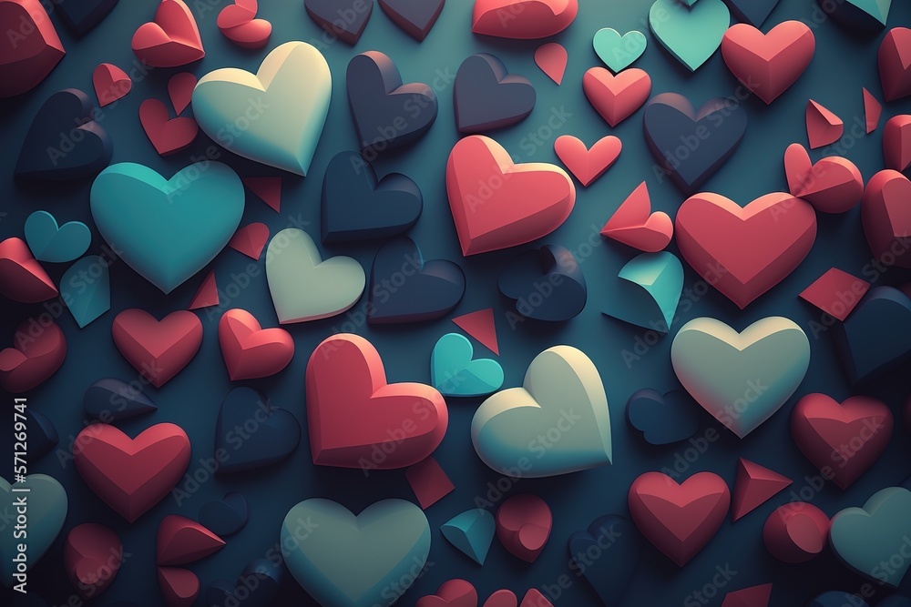 Heart Background, hearts of different shapes and colors for a greeting ...