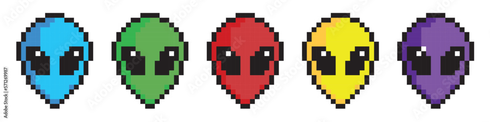 Pixel art 8-bit.Pixel art alien character. 8 bit Pichel alien. vector ...
