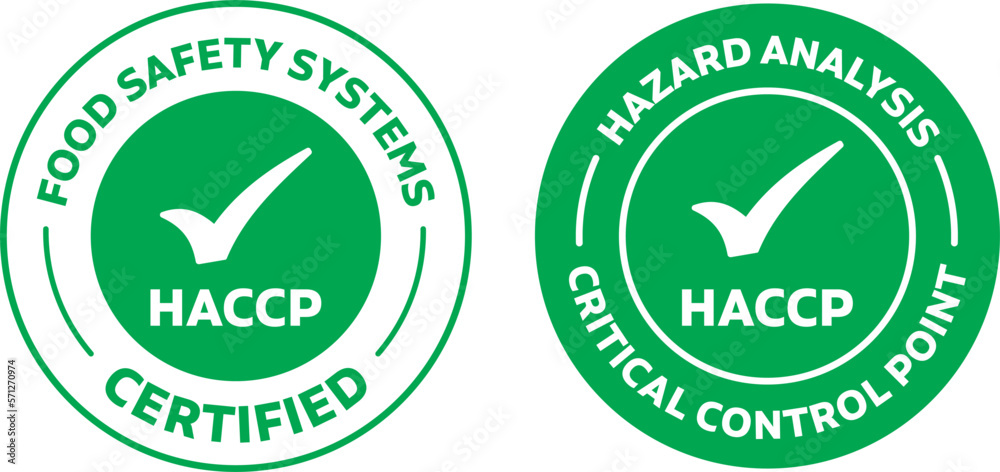 HACCP certified icon, HACCP icon emblem, Food safety system round stamp ...