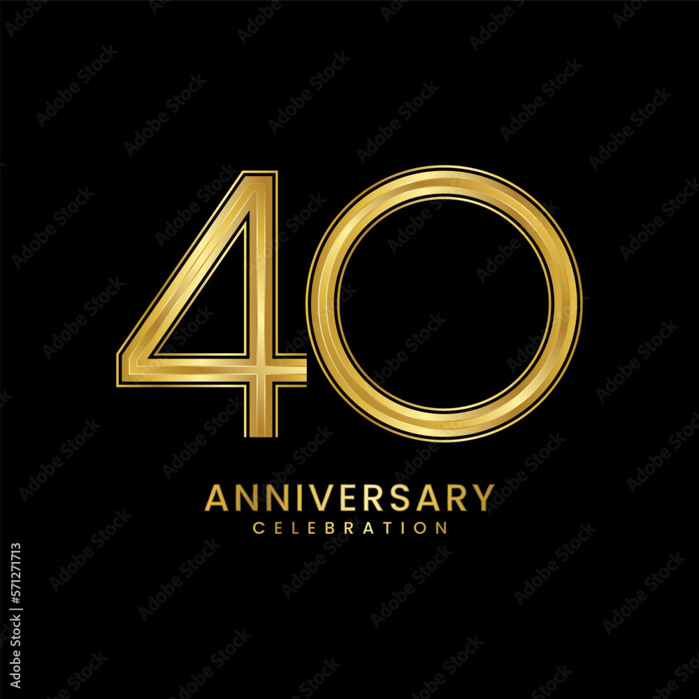 40th Anniversary celebration. Anniversary logo design with golden ...