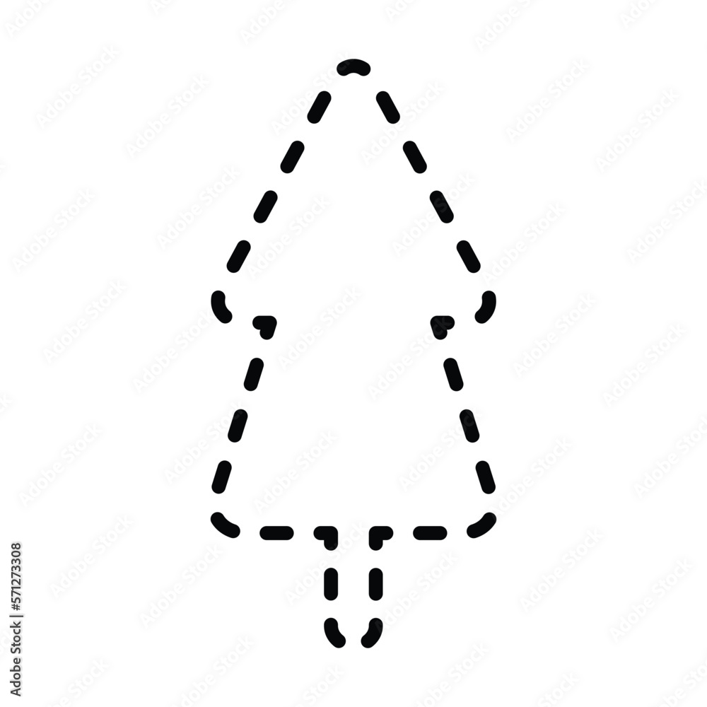 Tracing lines dotted tree outline shape for preschool and kindergarten ...