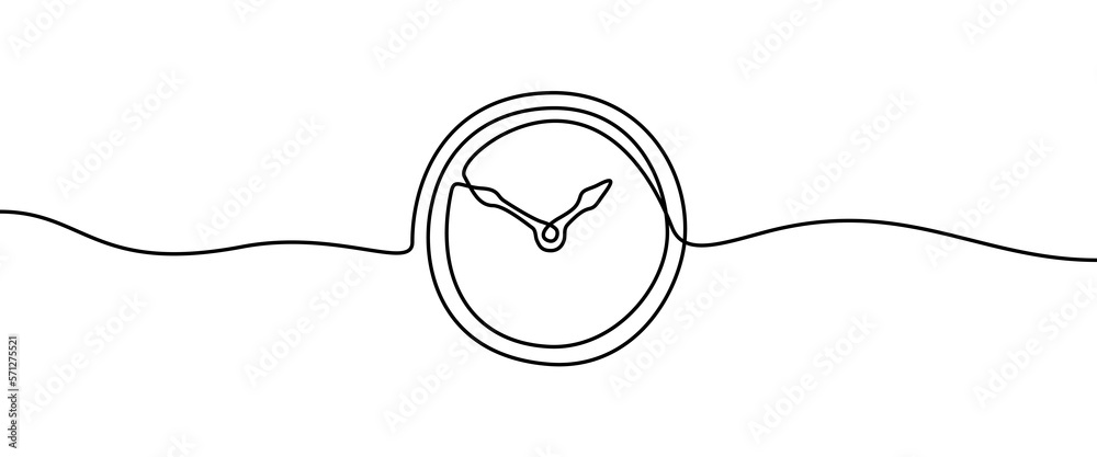 Clock shape drawing by continuos line Stock Vector | Adobe Stock