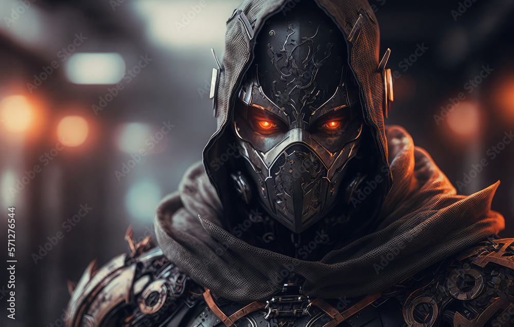 Ninja, futuristic character concept art, future warrior illustration, generative ai Stock ...