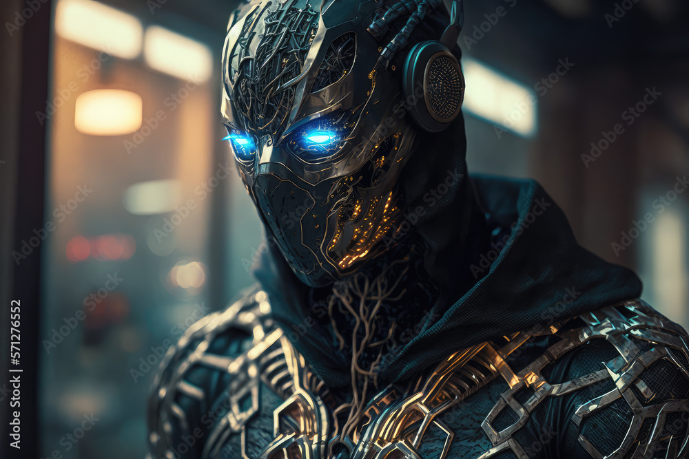 Futuristic character concept art, future ninja warrior illustration ...