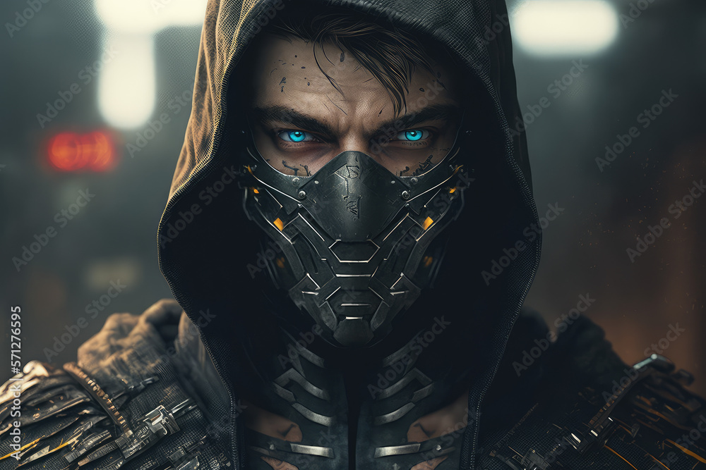 Poster Ninja, futuristic character concept art, future warrior ...