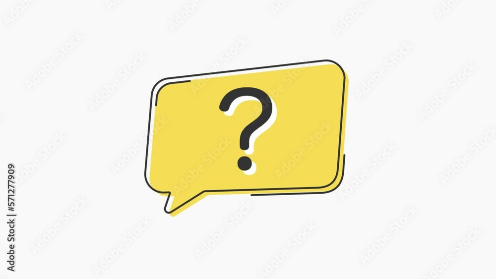 Yellow speech bubble icon with question mark isolated on white ...