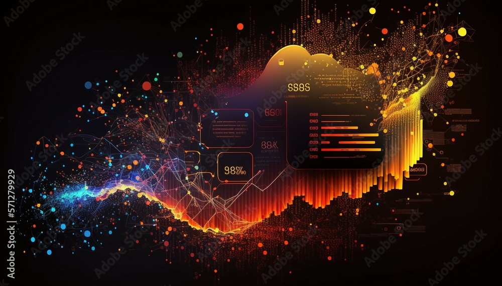 background with stars. technology background Data flow concept ...
