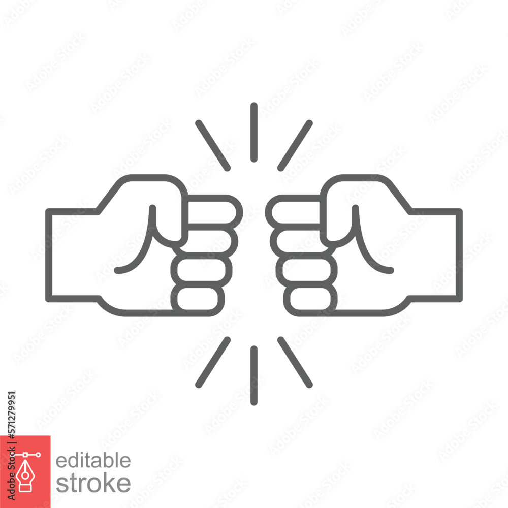 Fist bump line icon. Bro fist bump or power five pound outline style ...