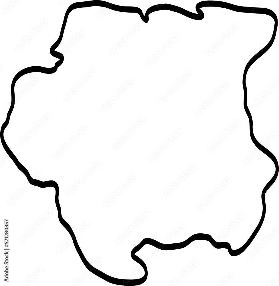 Photo & Art Print doodle freehand drawing of suriname map., tanarch