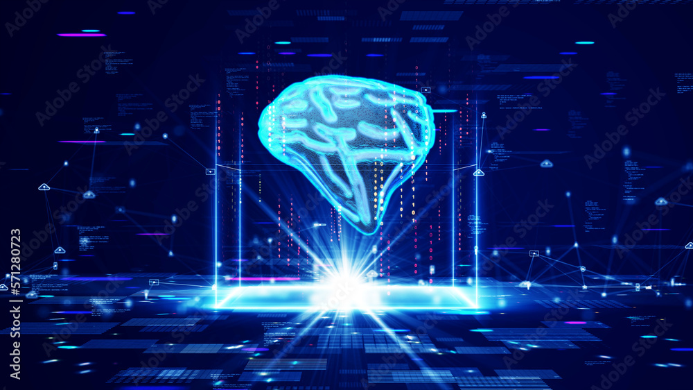 Smart brain concept or artificial intelligence(AI). abstract processing ...