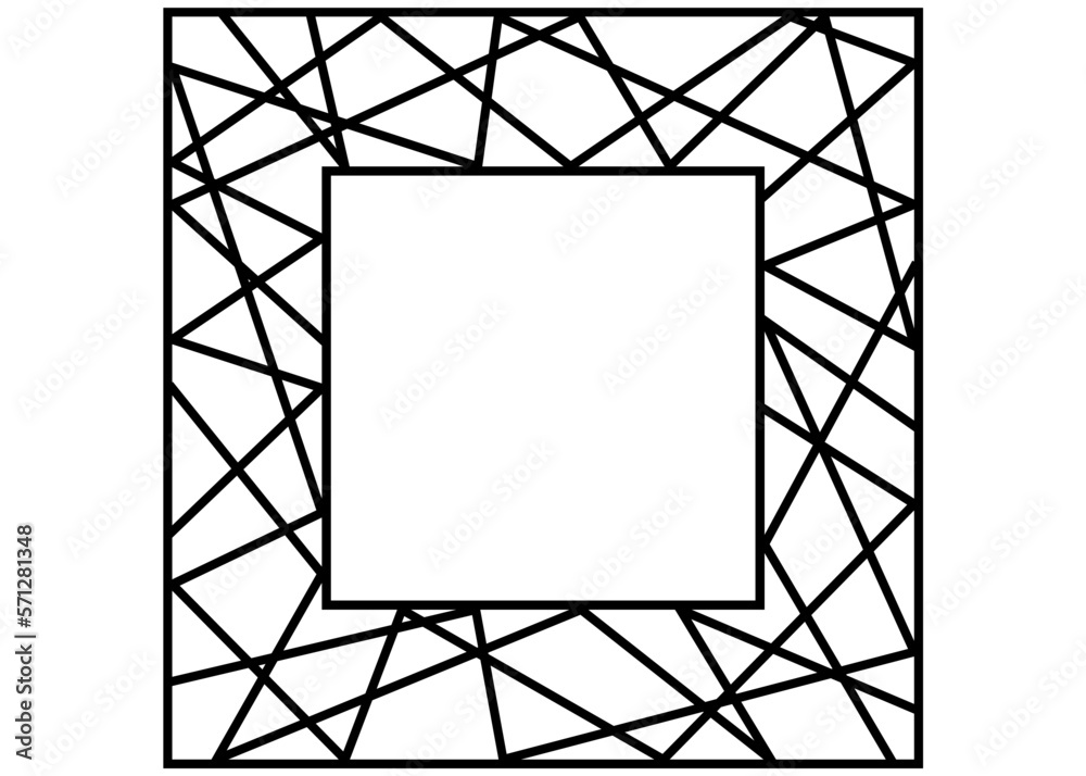 Vector square frame made of thin broken black lines on a white ...