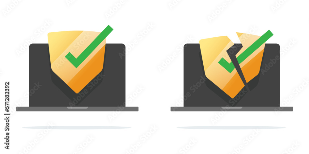 Computer shield protect flat icon simple graphic vector illustrated ...