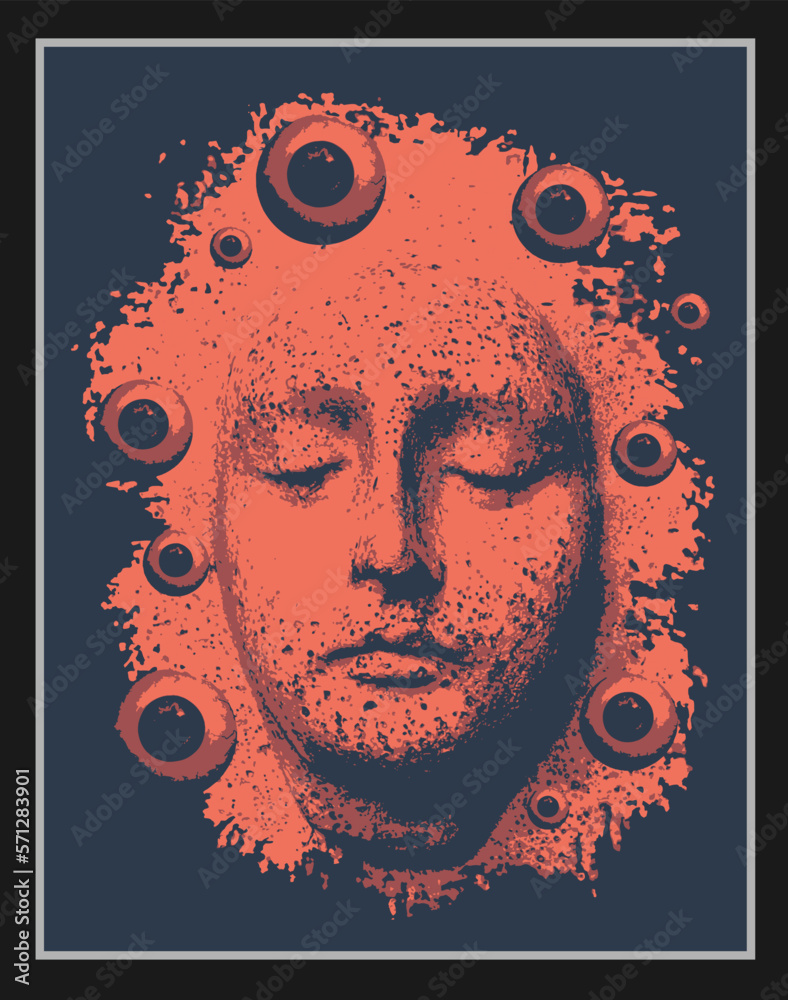 vector woman face with many eyes, suitable for wallpaper, background ...