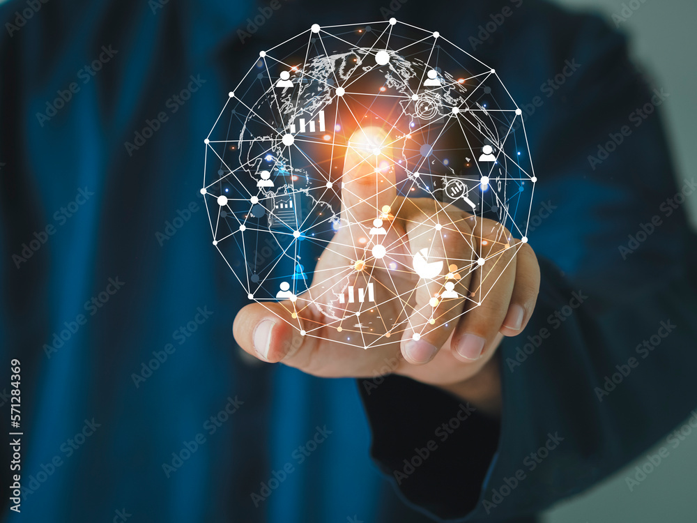 digital transformation technology banner social media icons,Concepts of ...