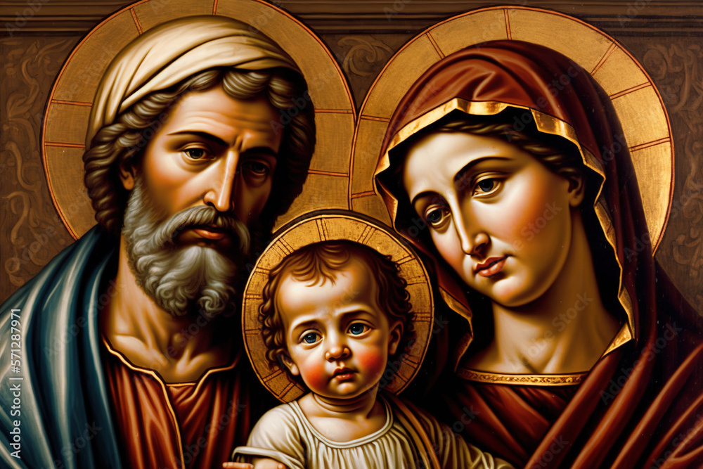 The Holy Family: Mary, Joseph, and Jesus, together as a loving family ...