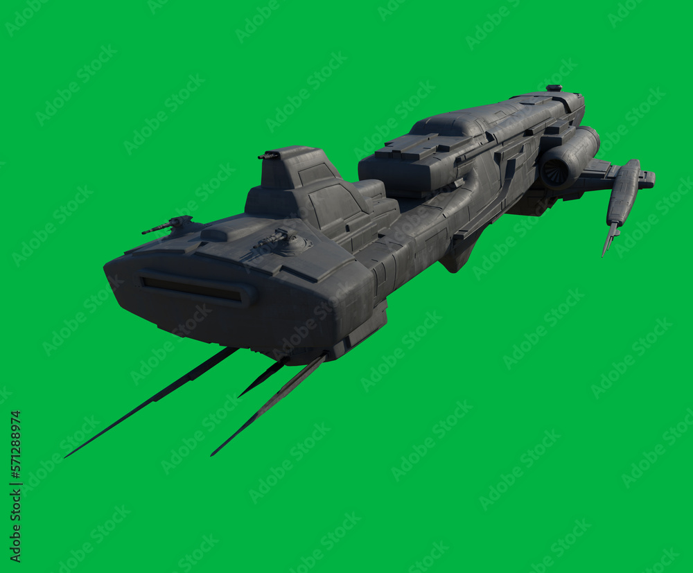 Light Attack Space Ship on Green Screen Background - Front View, 3d ...
