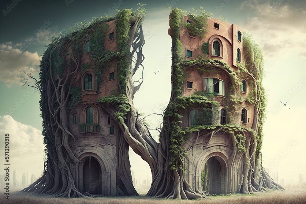 Living architectures surreal landscape with structures that seem to be ...