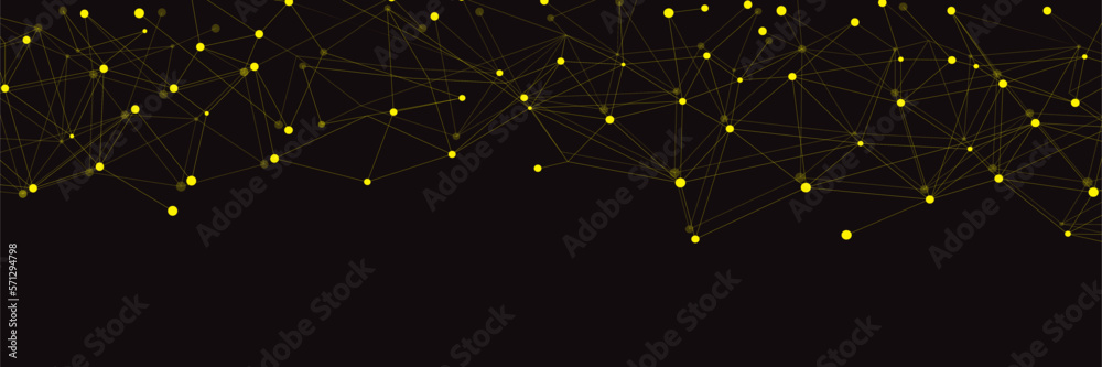 Yellow network. Abstract connection on black background. Network ...