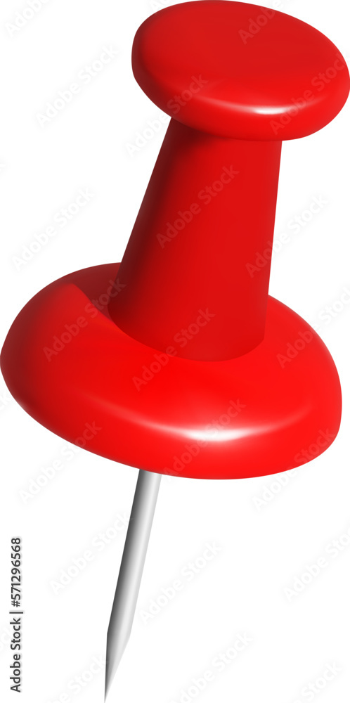 Realistic 3d icon mesh red thumbtack office push pin isolated on white ...