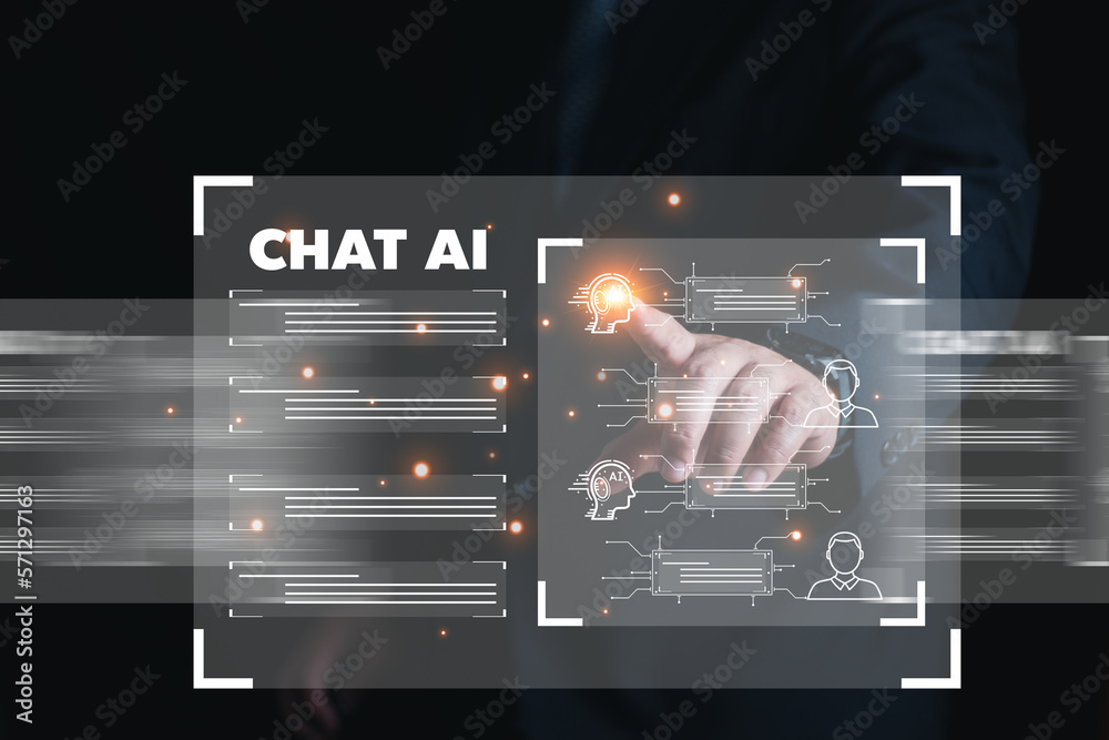 Businessman touching the brain working of Artificial Intelligence (AI ...