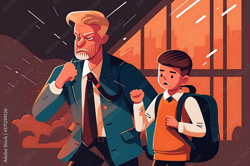 Flat vector illustration School teacher motivating a problematic school ...