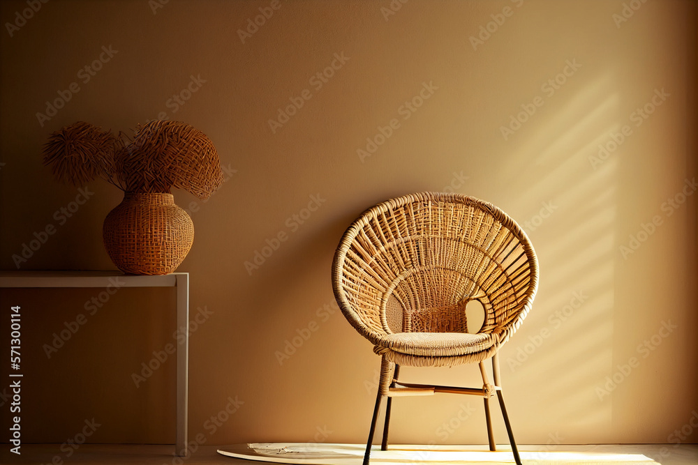 Interior single chair design in aesthetic ethnic theme for magazine ...