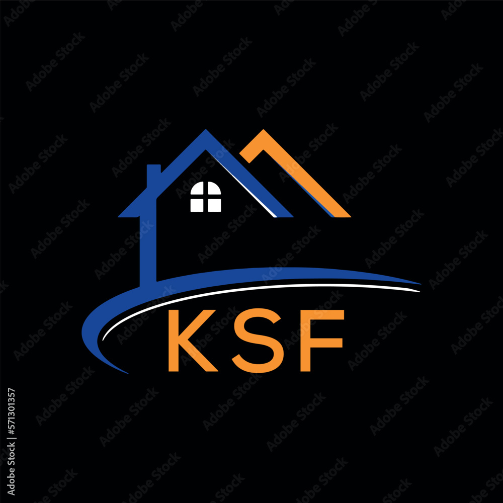 Vetor de KSF house logo, letter logo. KSF blue image on black ...