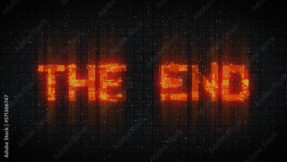 The End Retro Text Effect with Glitch Background. Stock Illustration ...