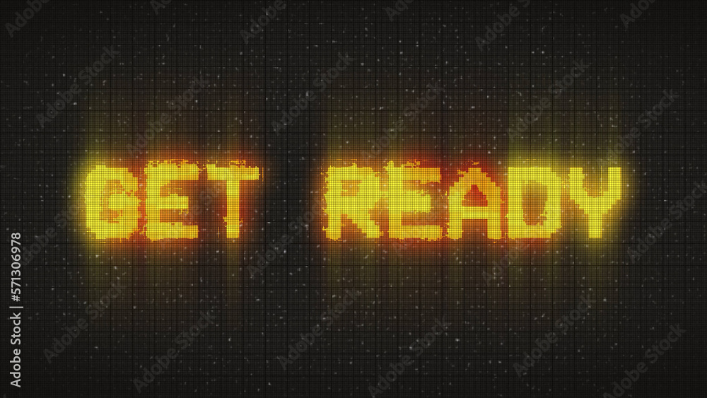 GET READY text with glitch background concept for video games screen ...