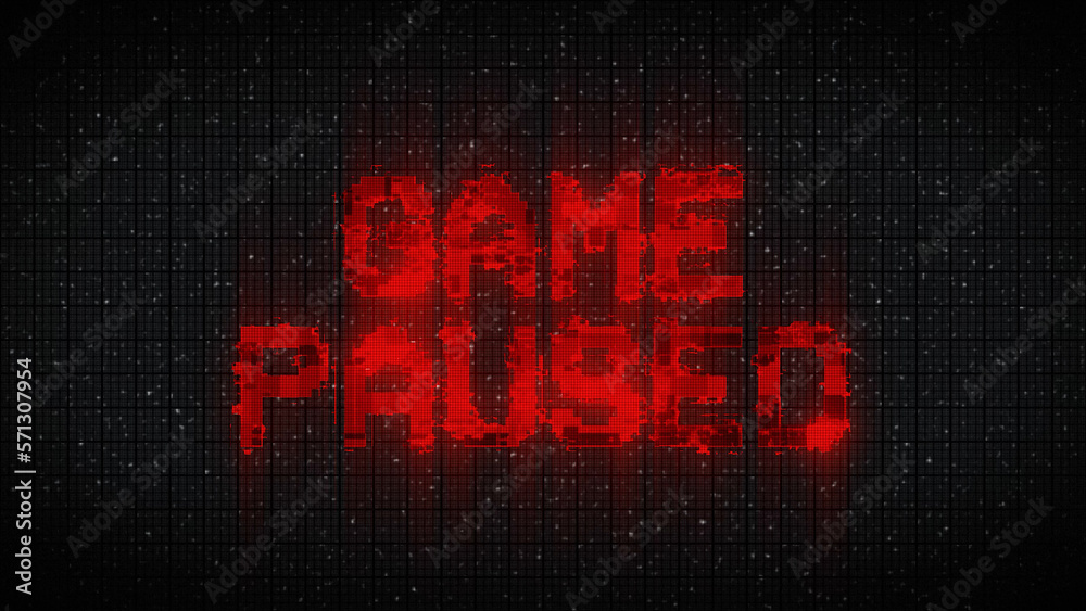 Retro GAME PAUSED text on old tv vhs glitch noise screen Stock ...