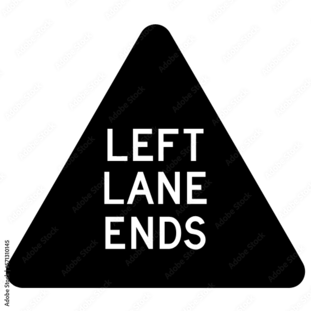 left lane ends sign vector, icon, symbol, logo, clipart, isolated ...